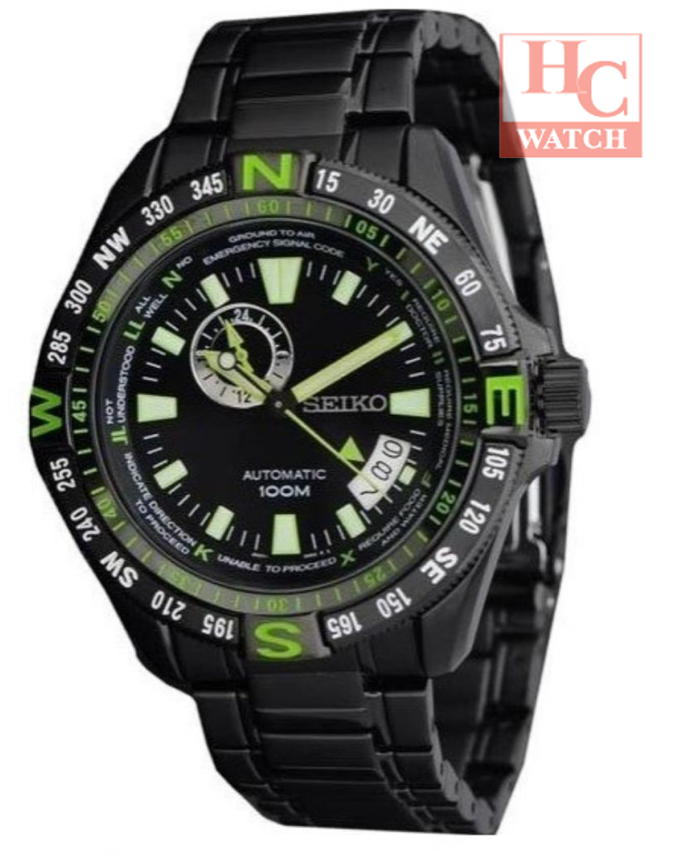SEIKO Superior SSA097K1 Compass Auto Green Markers Black Dial And ...